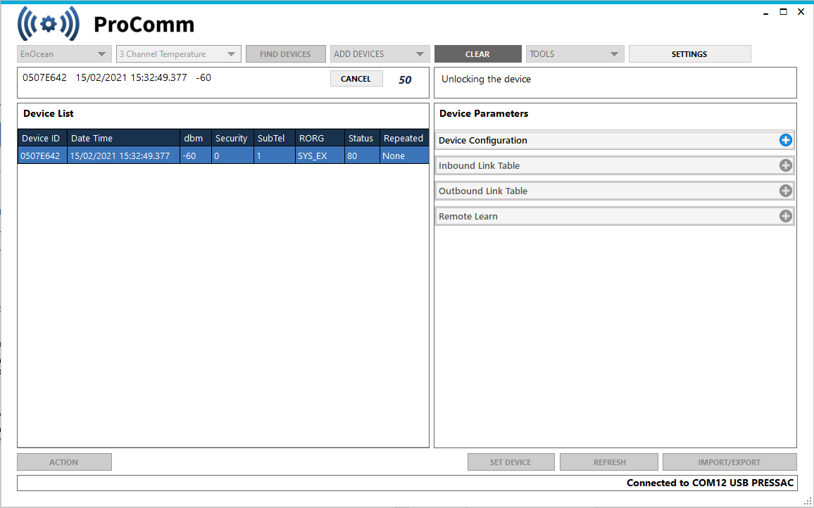 Using ProComm software to configure Pressac products