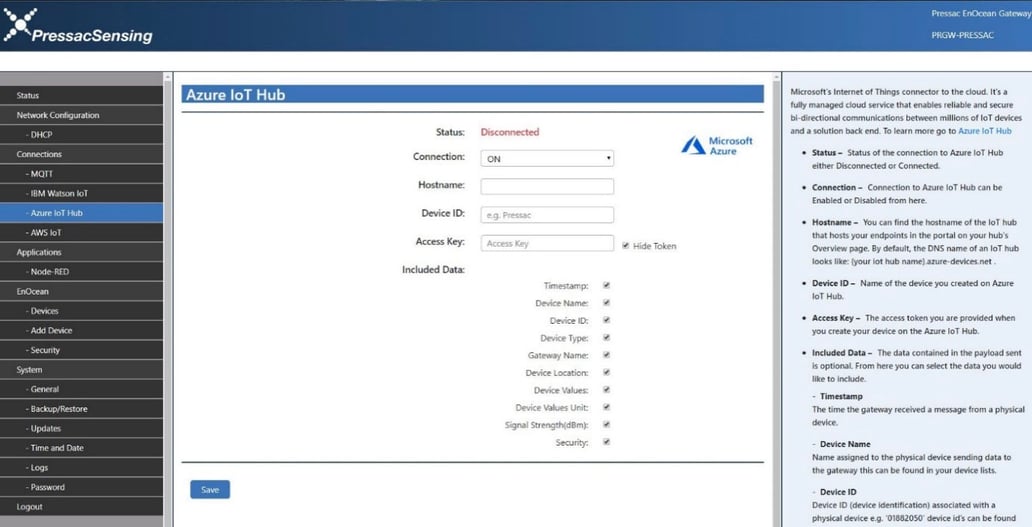 Setting Up the Microsoft Azure Connection on your Gateway
