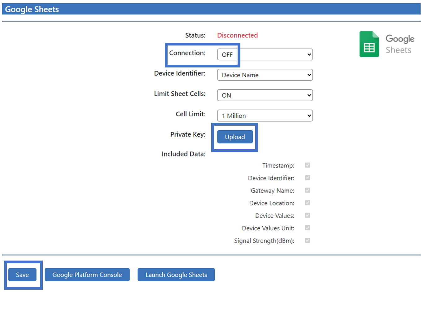 Setting up the Google Sheets Connection on your Gateway